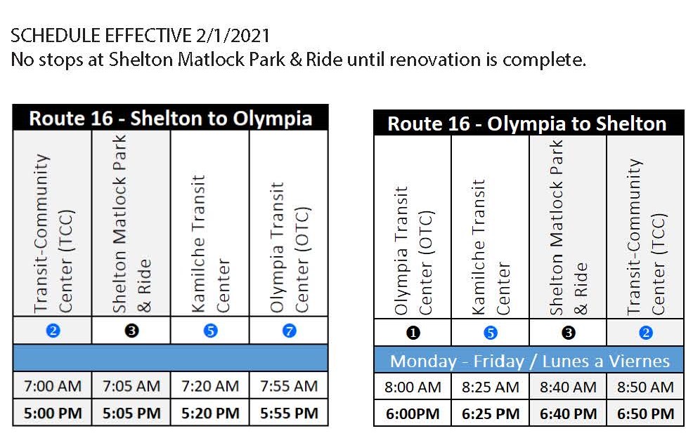 Route 16 Schedule Mason Transit Route 16 Schedule Mason Transit